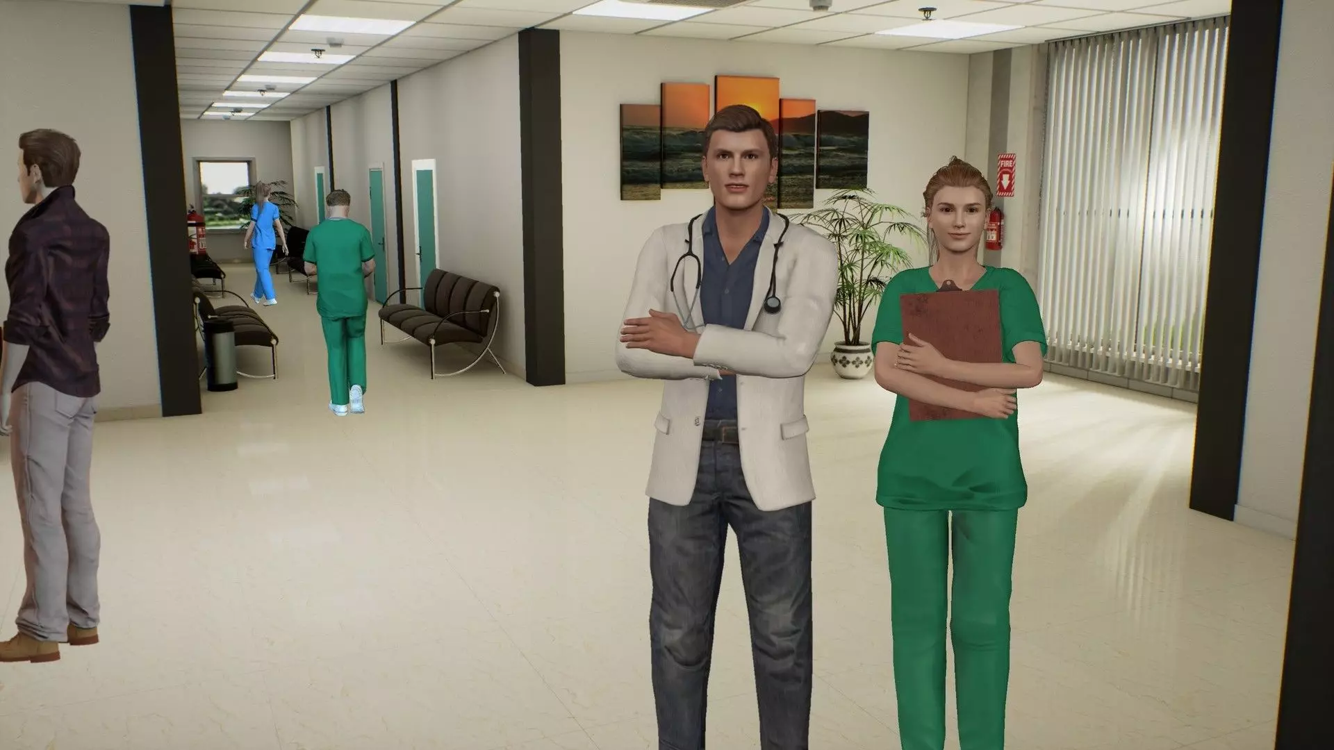 Figuro 1: Virtualaj 3D karakteroj en hospitala aranĝo.