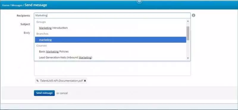 Messaging in Talentlms