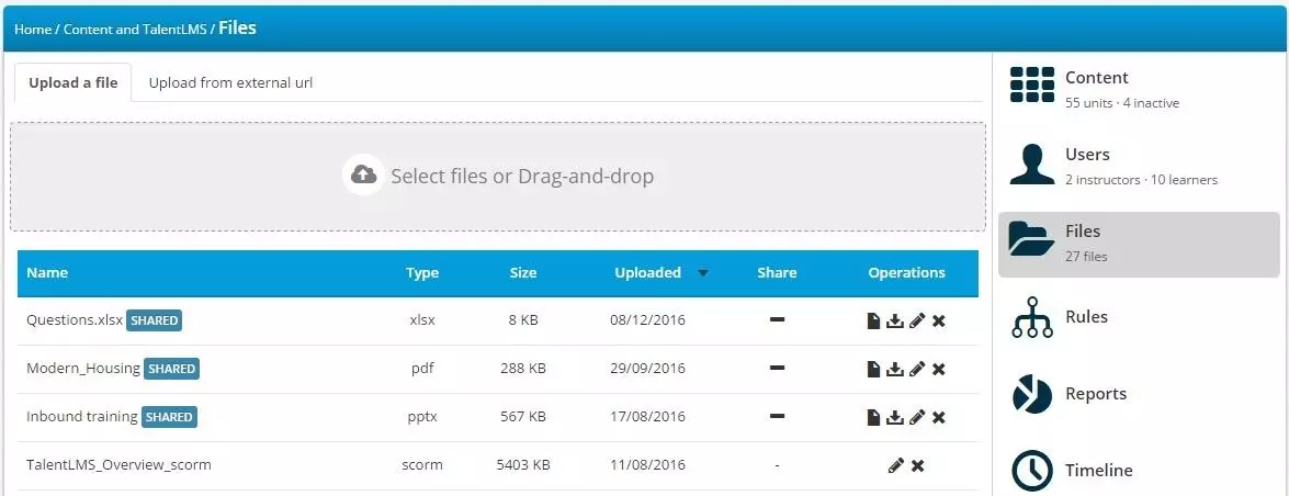 File dina Kursus - Fitur TalentLMS - Filesharing